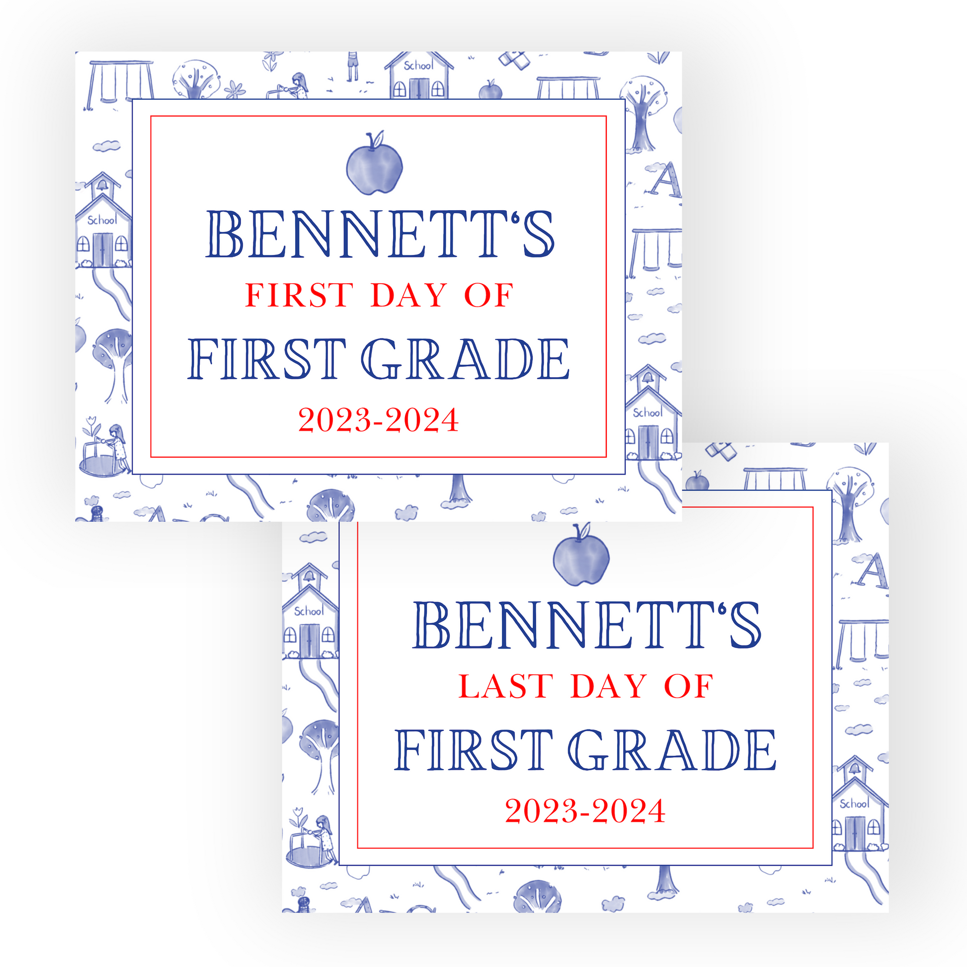 Navy Blue Toile School Sign – TaylorAmenDesigns